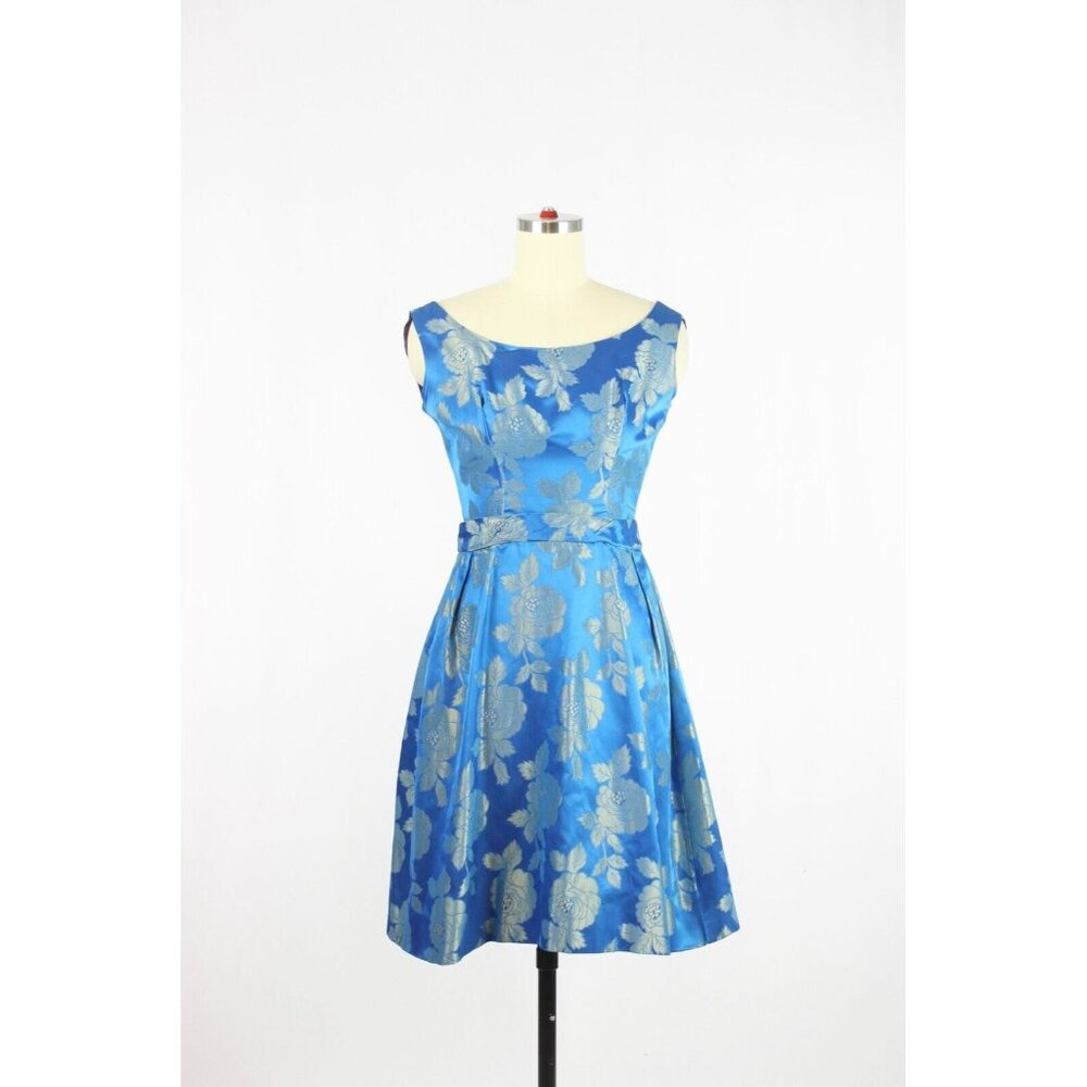 Vintage 50's After Dark Blue Iridescent Satin Brocade… - Gem